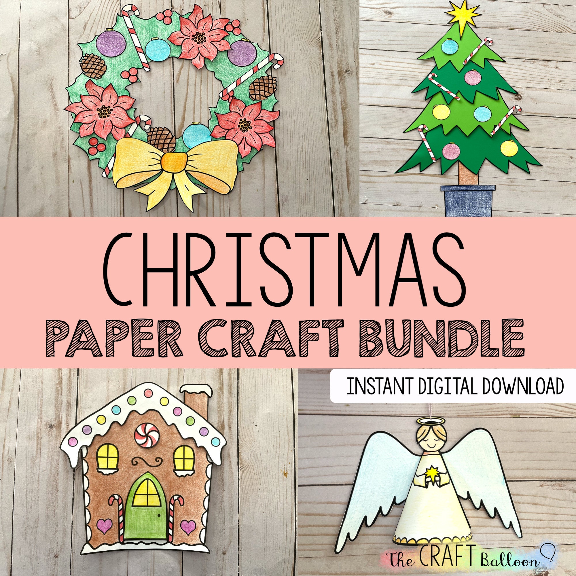 Christmas Paper Craft Bundle (printable Craft Templates) / Christmas ...