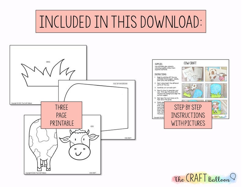 Cow Craft printable Craft Template / Printable Kids Craft - Etsy Canada