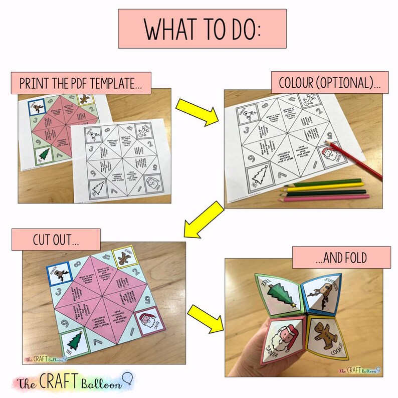 Christmas Cootie Catcher (pdf Digital Download), Fortune Teller ...
