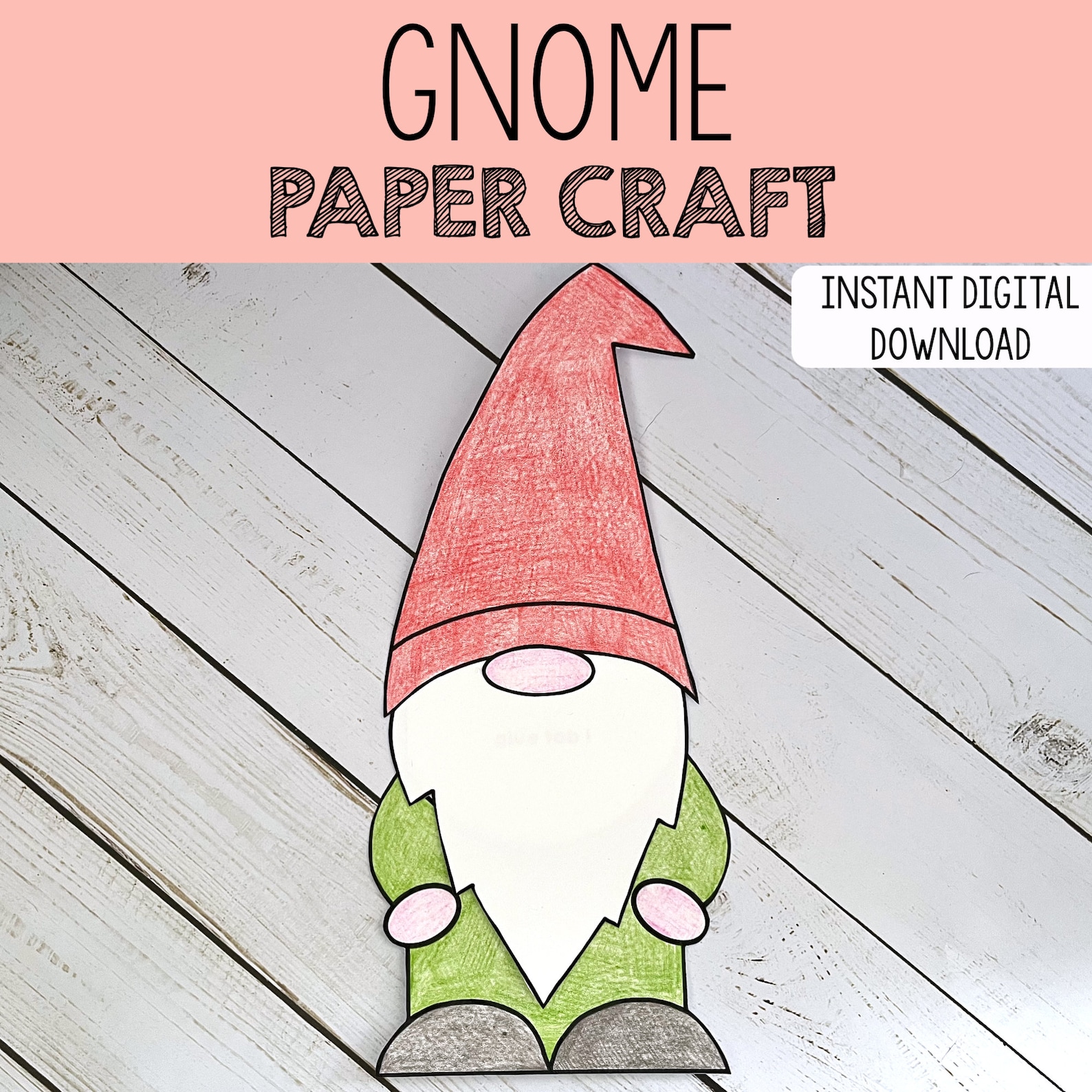 Gnome Craft printable Craft Template / Diy Gnome Craft for Kids ...