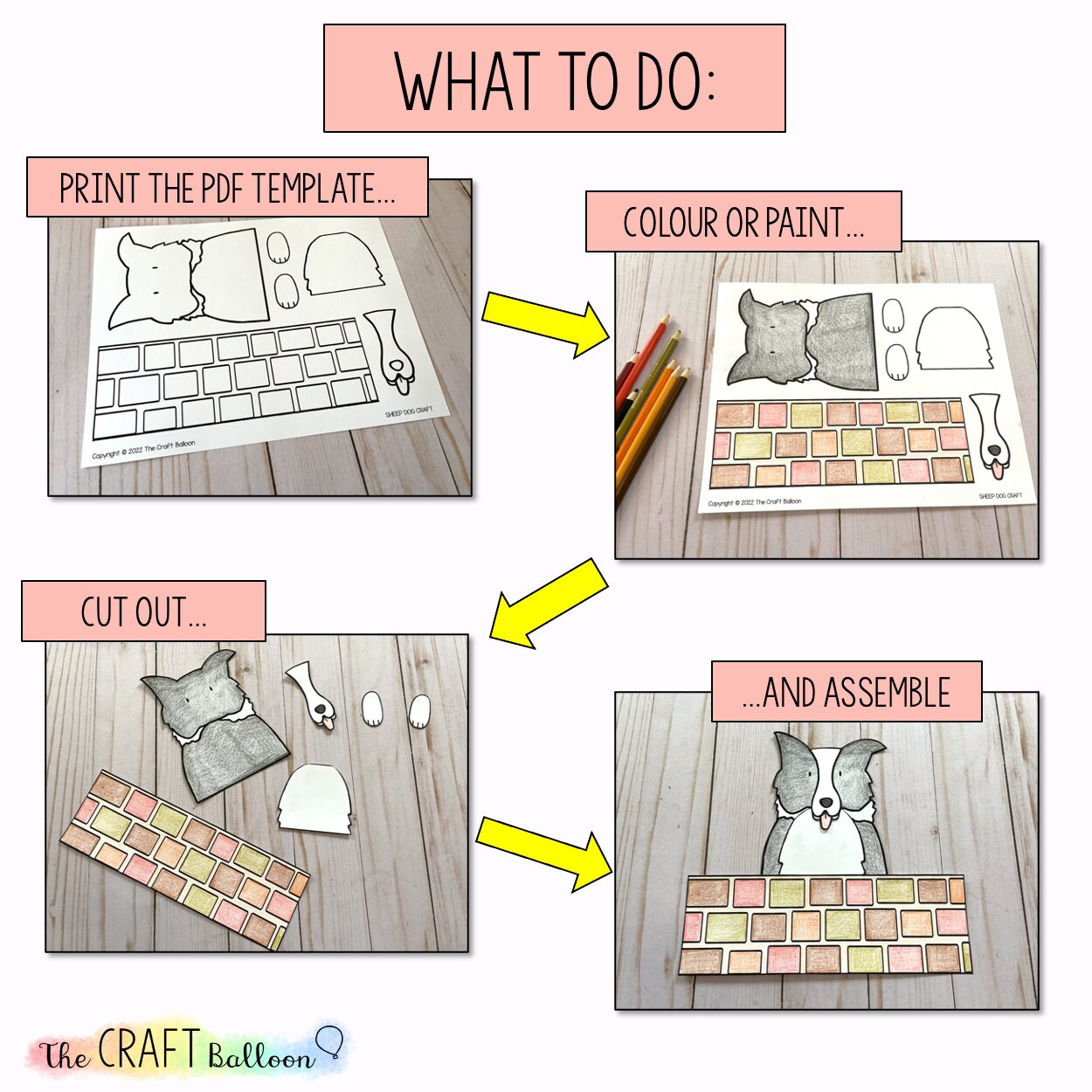 Sheep Dog Craft (printable Craft Template) / Printable Kids Craft ...