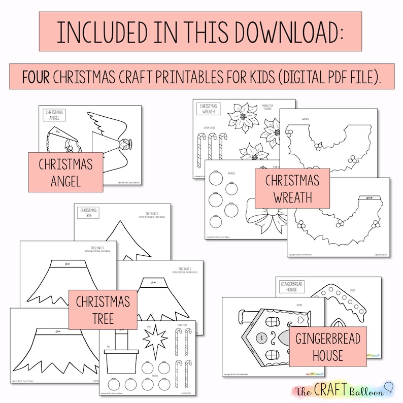 Christmas Paper Craft Bundle (printable Craft Templates) / Christmas ...