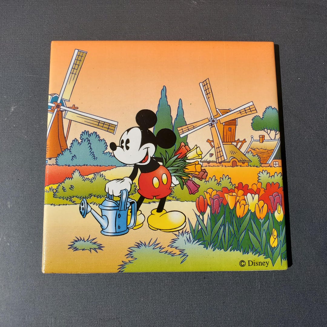 Vintage Disney- 6" Square Ceramic Tile, Unmarked Mickey Mouse ...