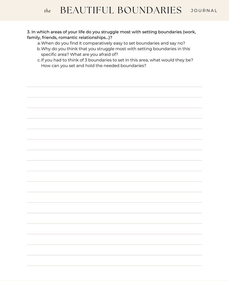 Boundaries Journal Printable Personal Growth Setting - Etsy