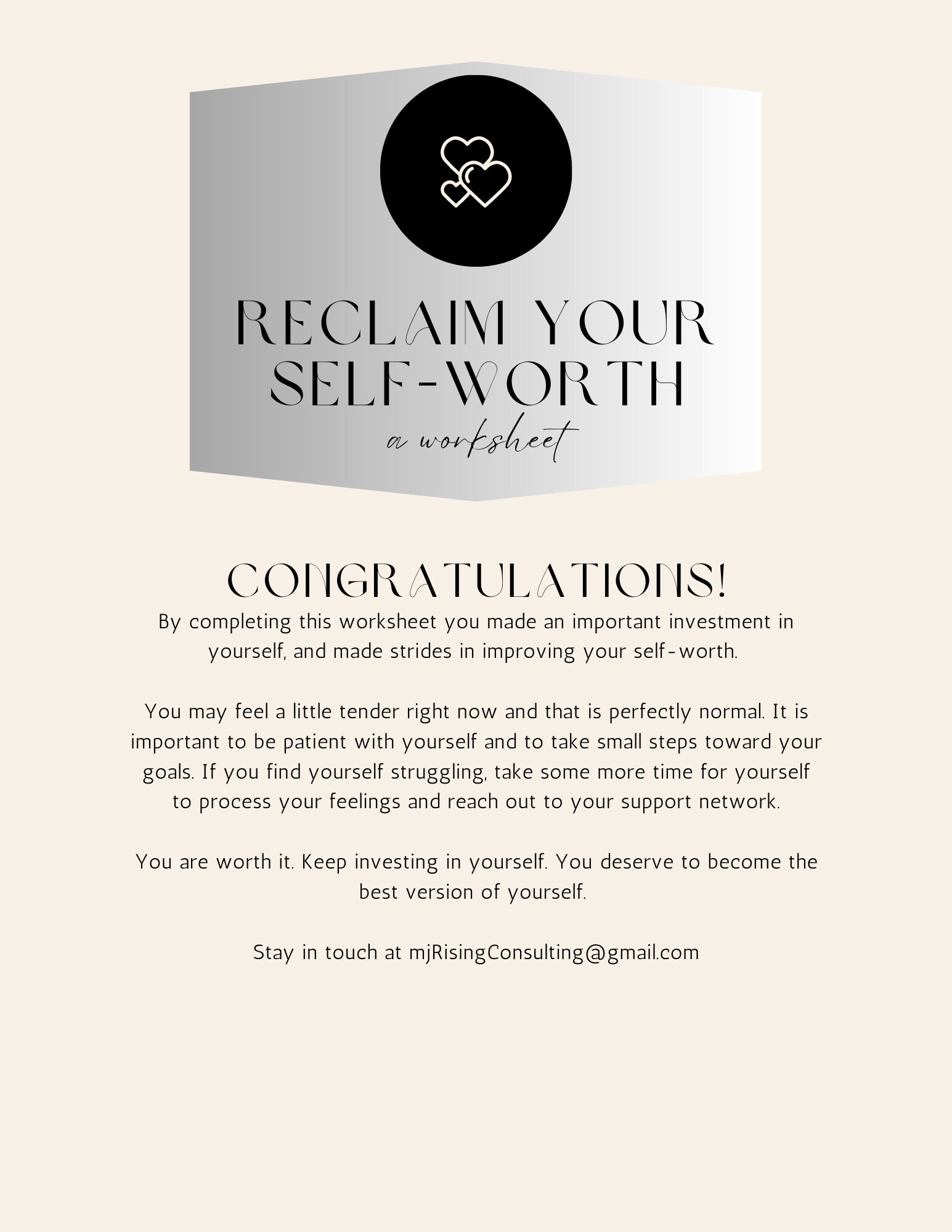 Self-worth Worksheet Printable | Minimal Design | Digital Worksheet ...