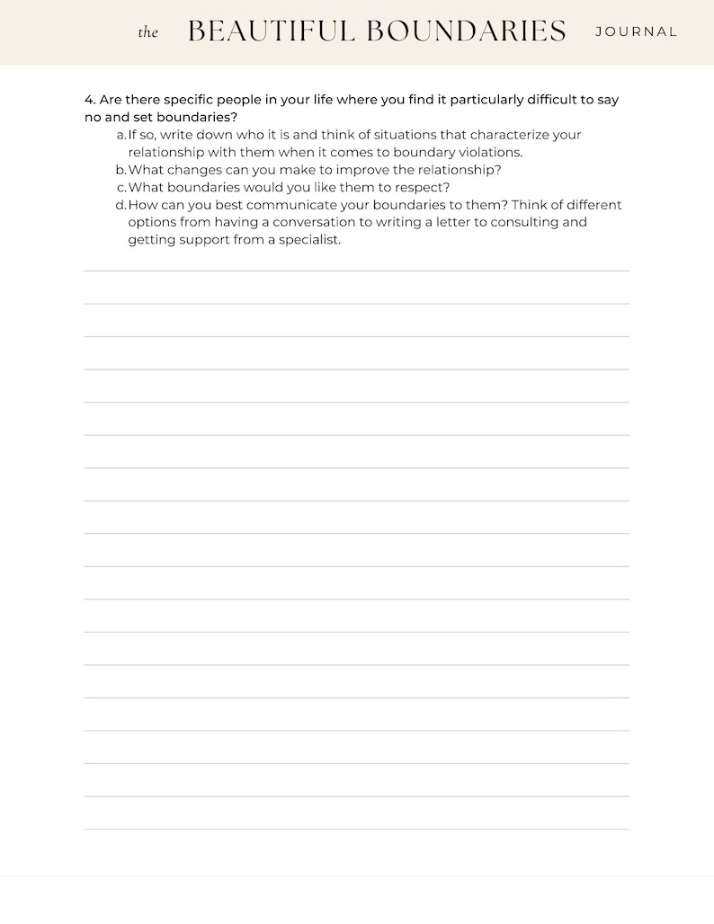 Boundaries Journal Printable Personal Growth Setting - Etsy