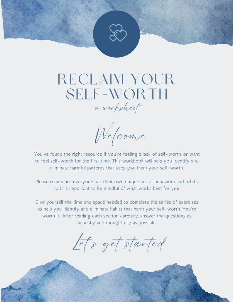 Self-worth Worksheet | Digital Worksheet | Personal Development | Self ...