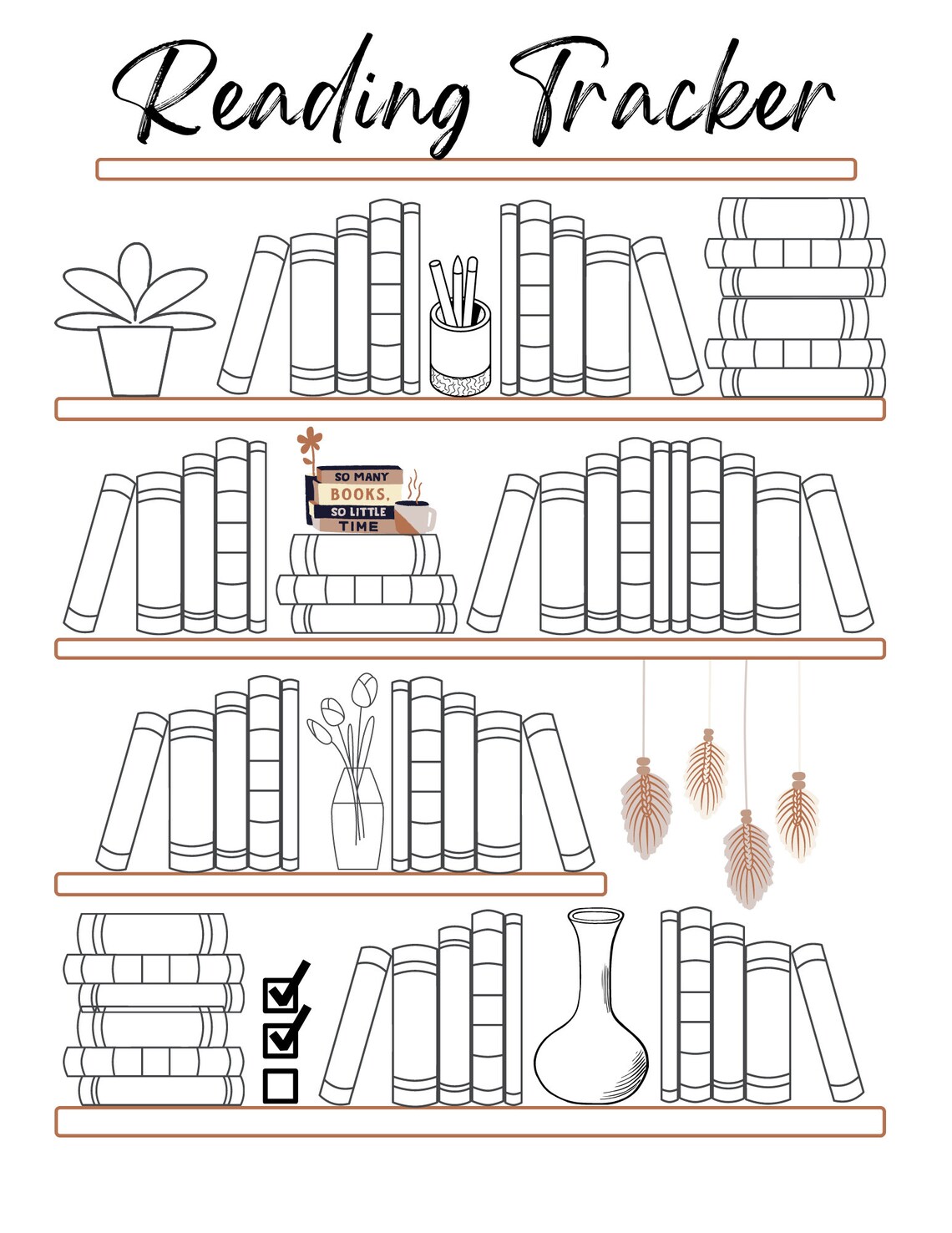 Reading Tracker Printable | Adult Reading Planner | Bookshelf Reading ...