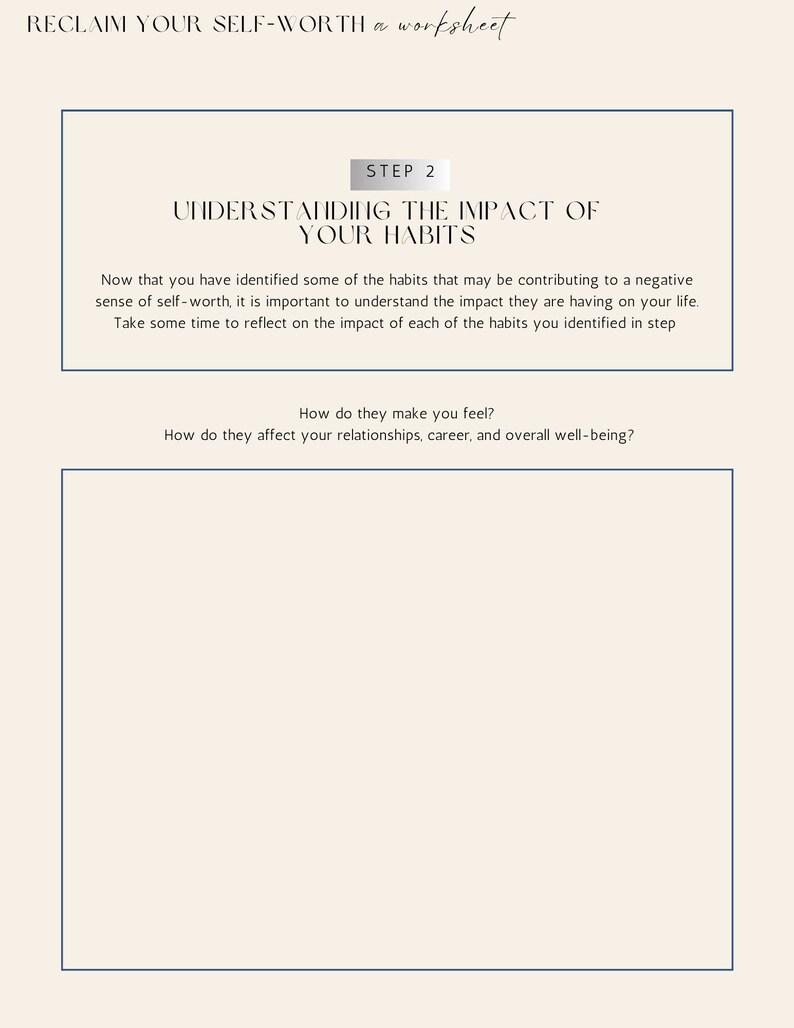Self-worth Worksheet Printable | Minimal Design | Digital Worksheet ...