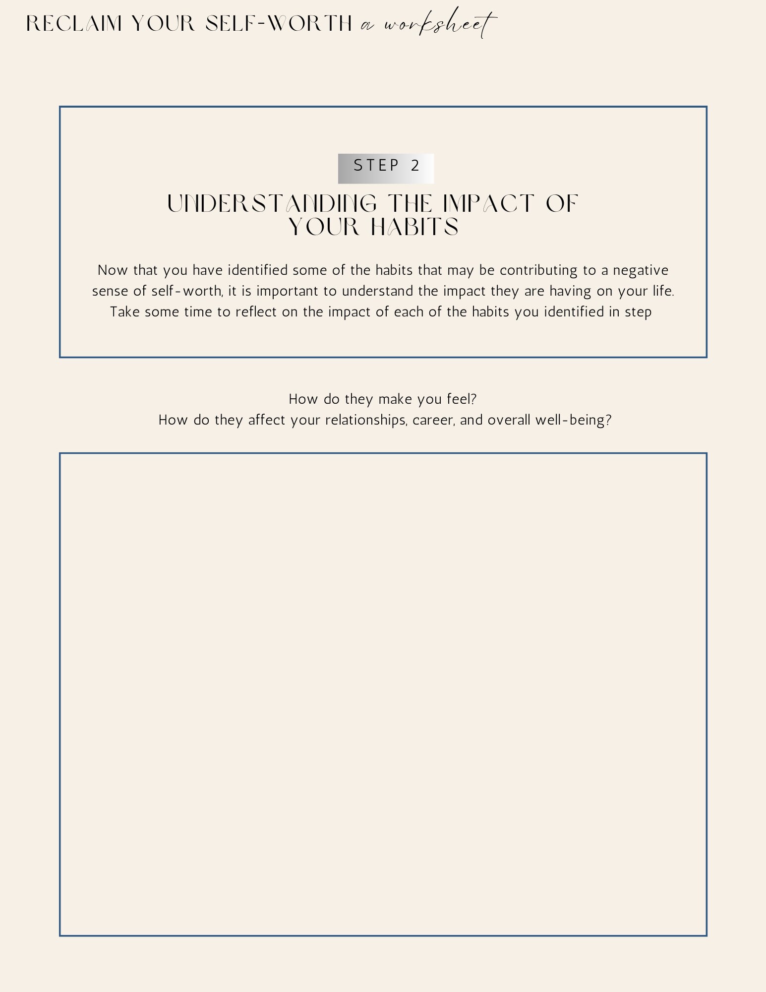 Self-worth Worksheet Printable | Minimal Design | Digital Worksheet ...