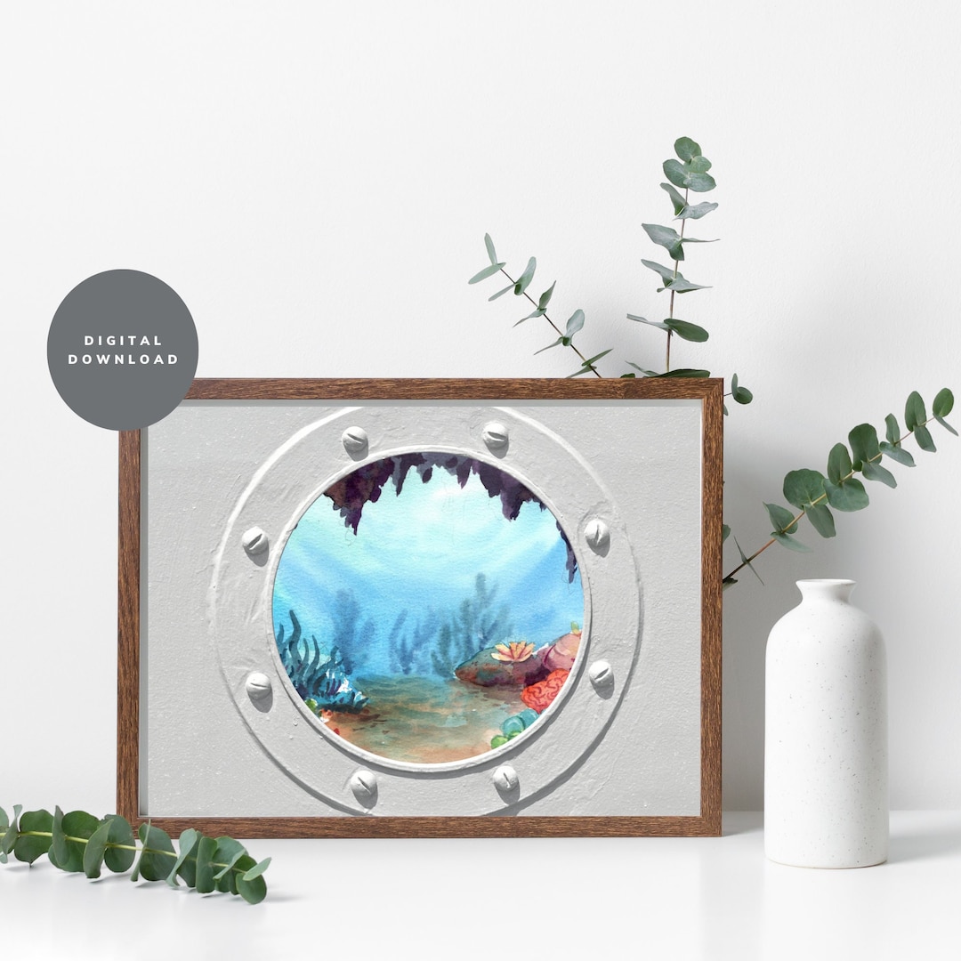 Printable Digital Download Underwater Watercolour Submarine Window ...