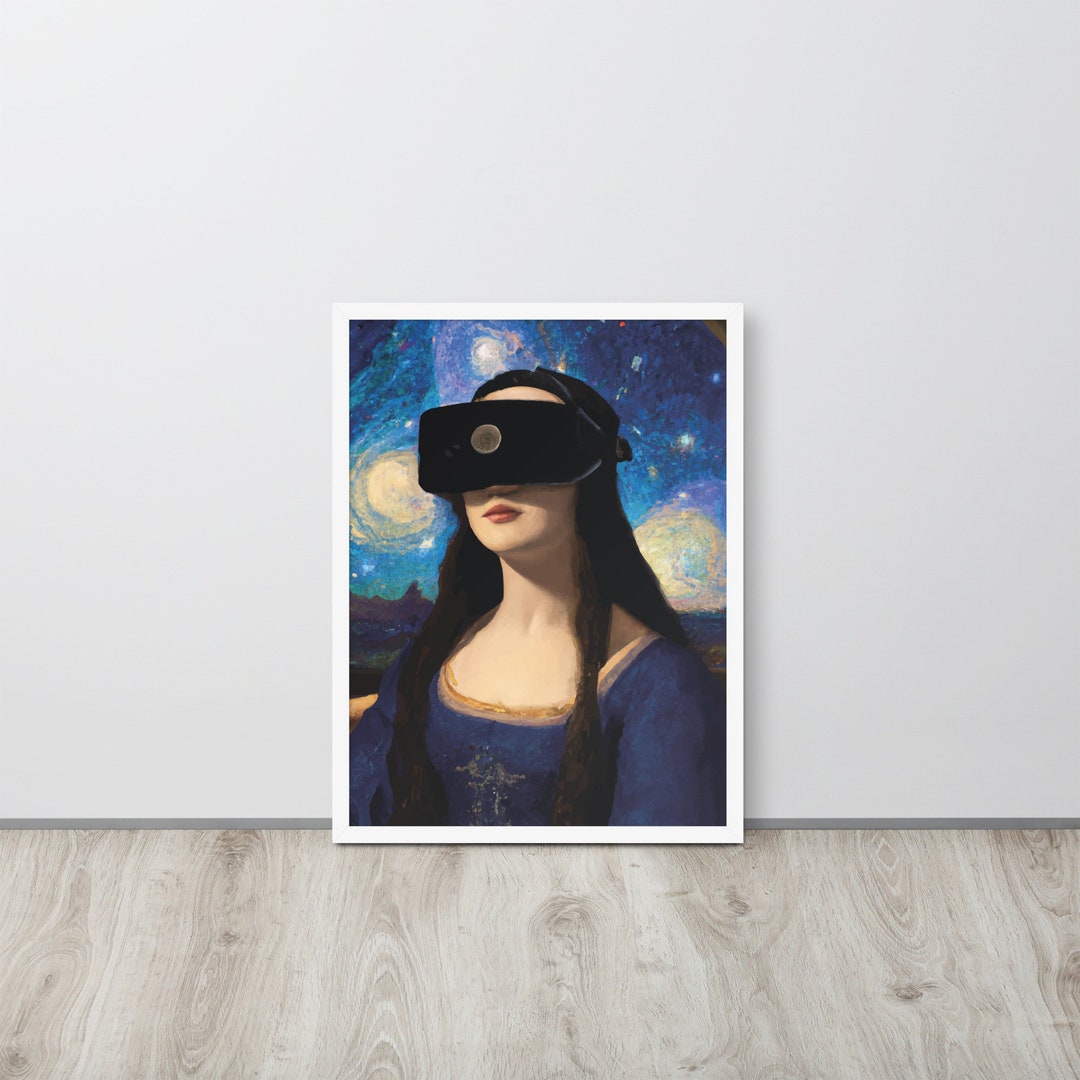 Mona Lisa moderna en Starry Night Póster enmarcado - Etsy México