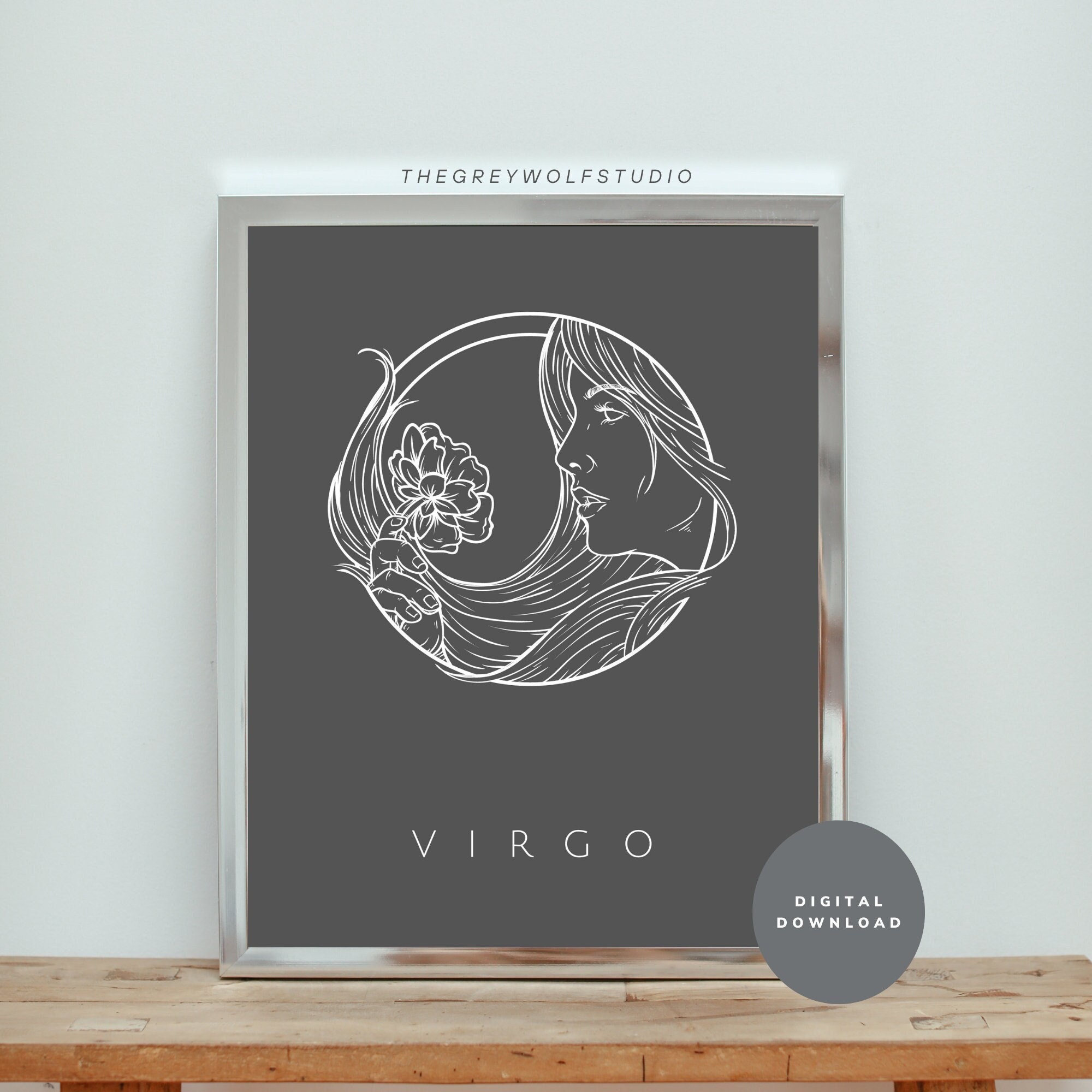Printable Virgo Star Sign Line Art Minimalistic Simple Print Spiritual ...