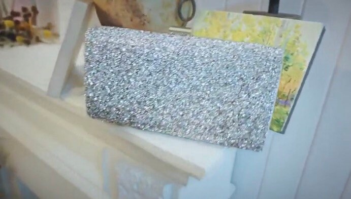 Silver Rhinestone Textured Evening Clutch Bag for Women With Includes ...