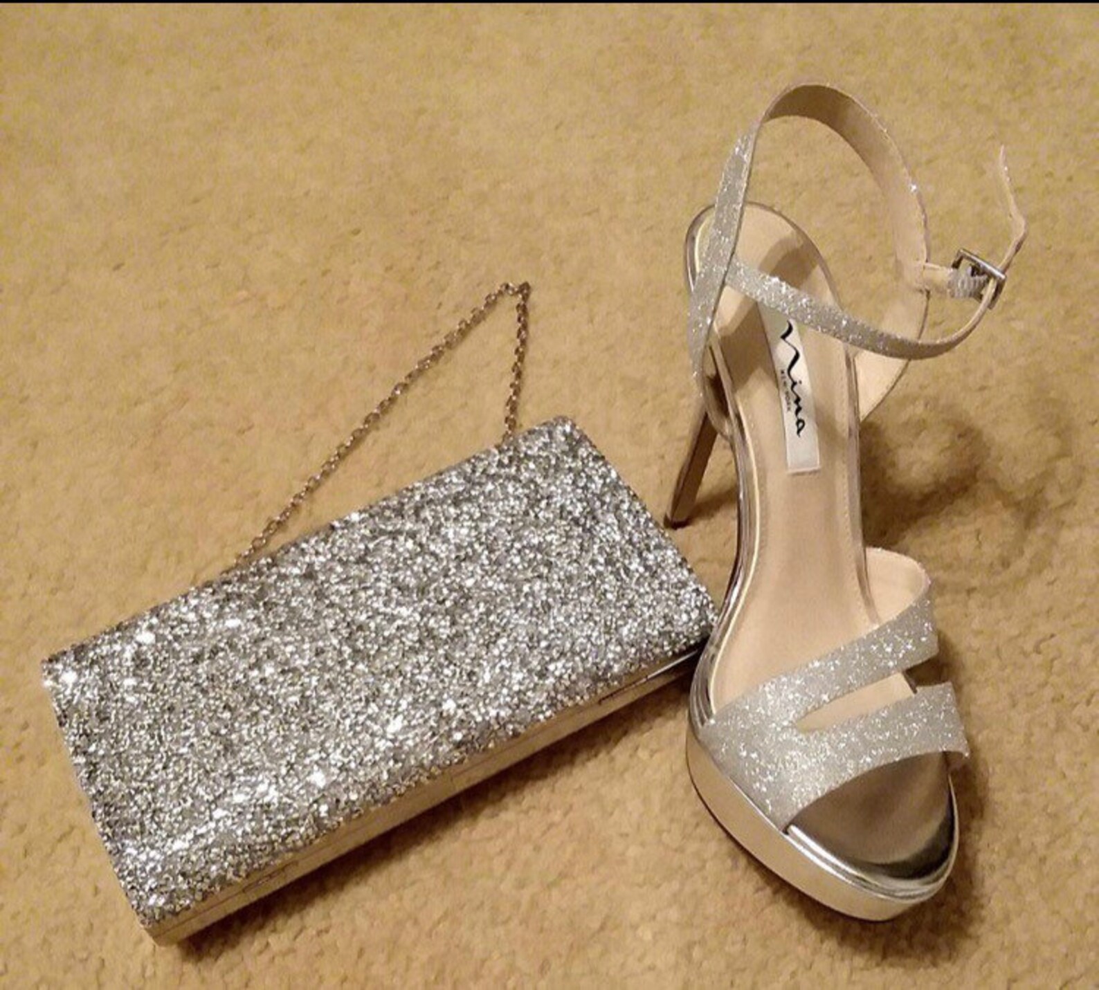 Silver Rhinestone Textured Evening Clutch Bag for Women With Includes ...