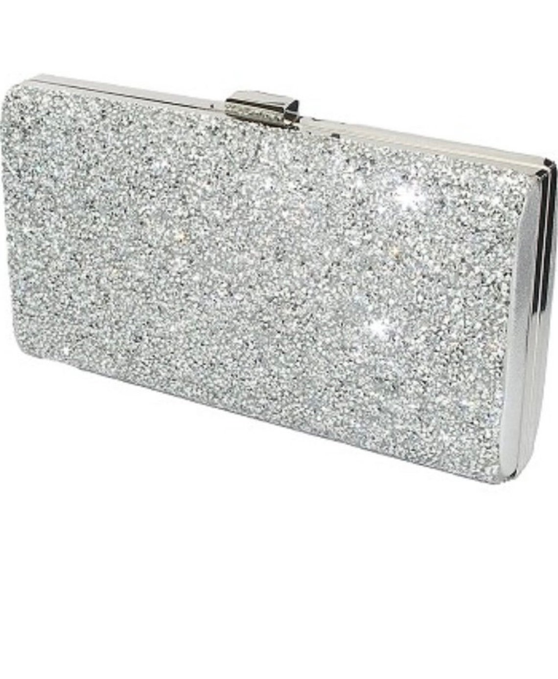 Silver Rhinestone Textured Evening Clutch Bag for Women With Includes ...