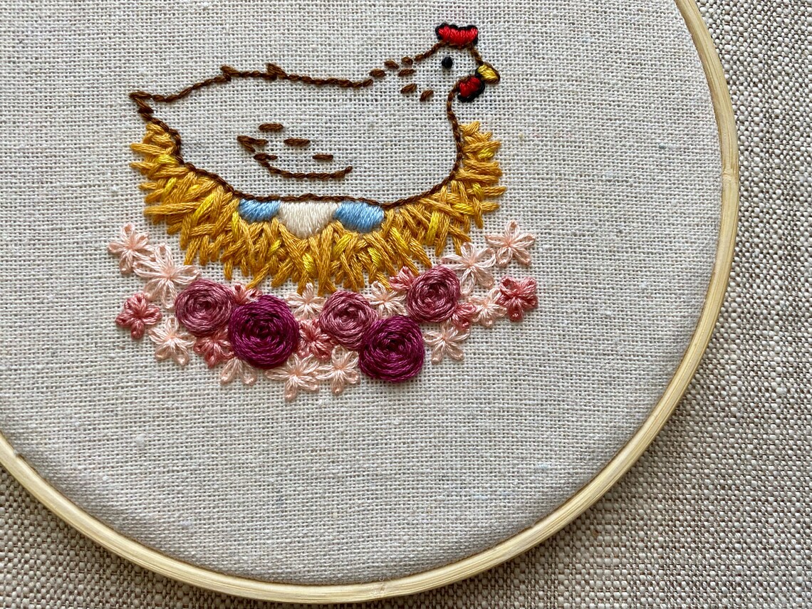 Simple Hen in a Nest Embroidery Hoop Art - Etsy