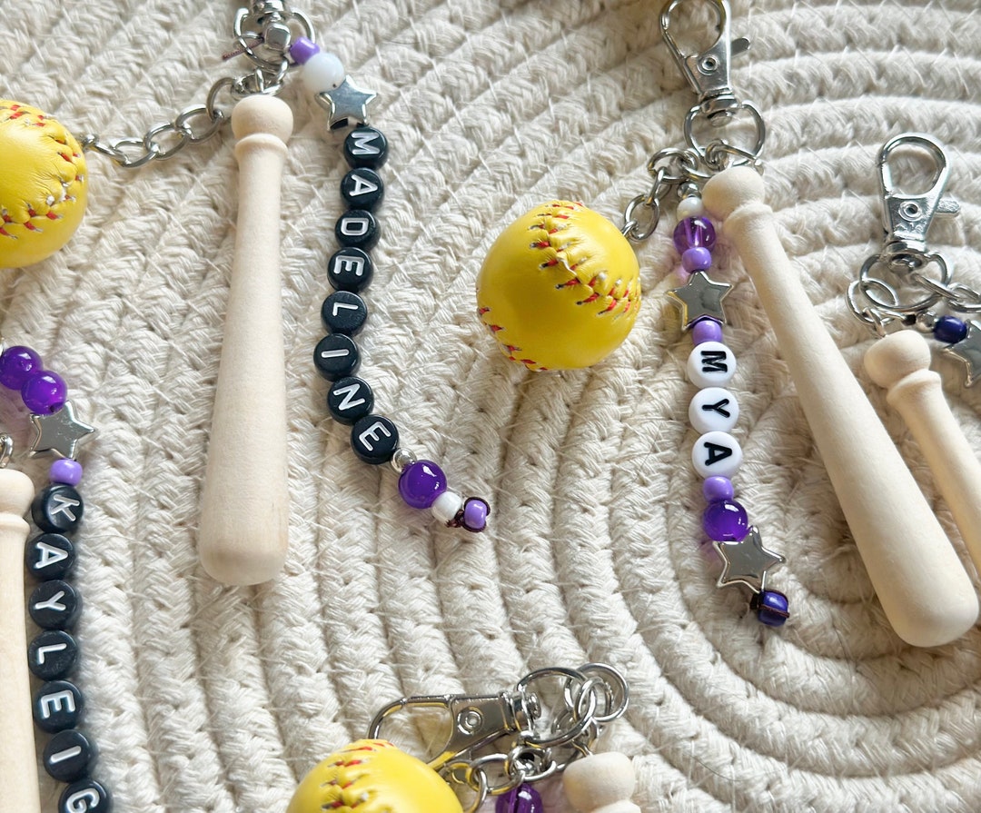 Softball Keychains, Personalized Keychains, Youth Sports Accessories ...