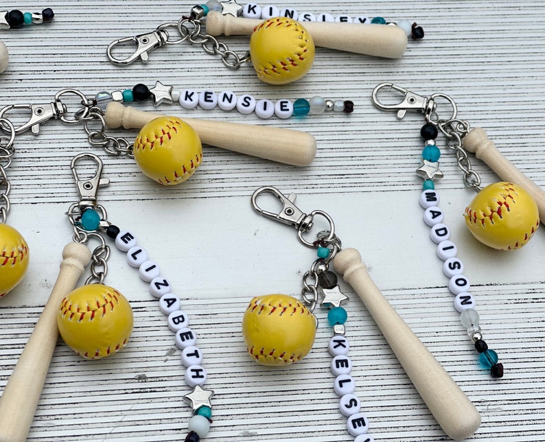 Softball Keychains, Personalized Keychains, Youth Sports Accessories ...