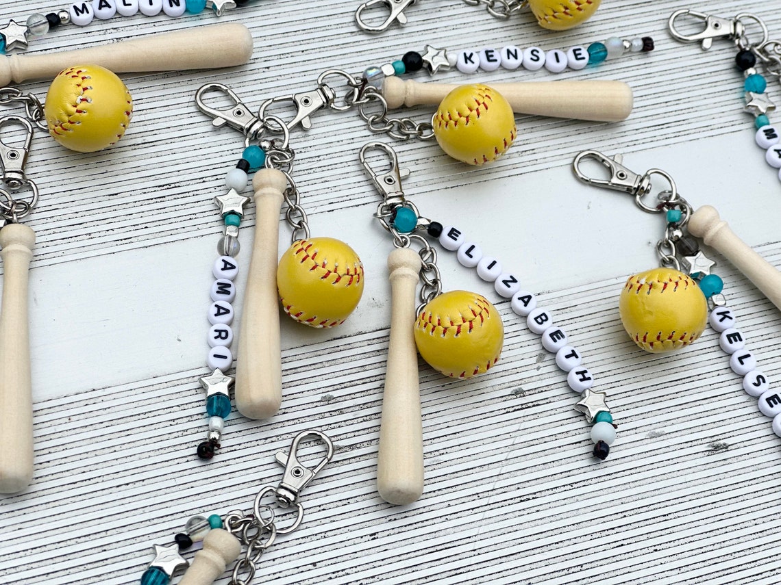 Softball Keychains, Personalized Keychains, Youth Sports Accessories ...