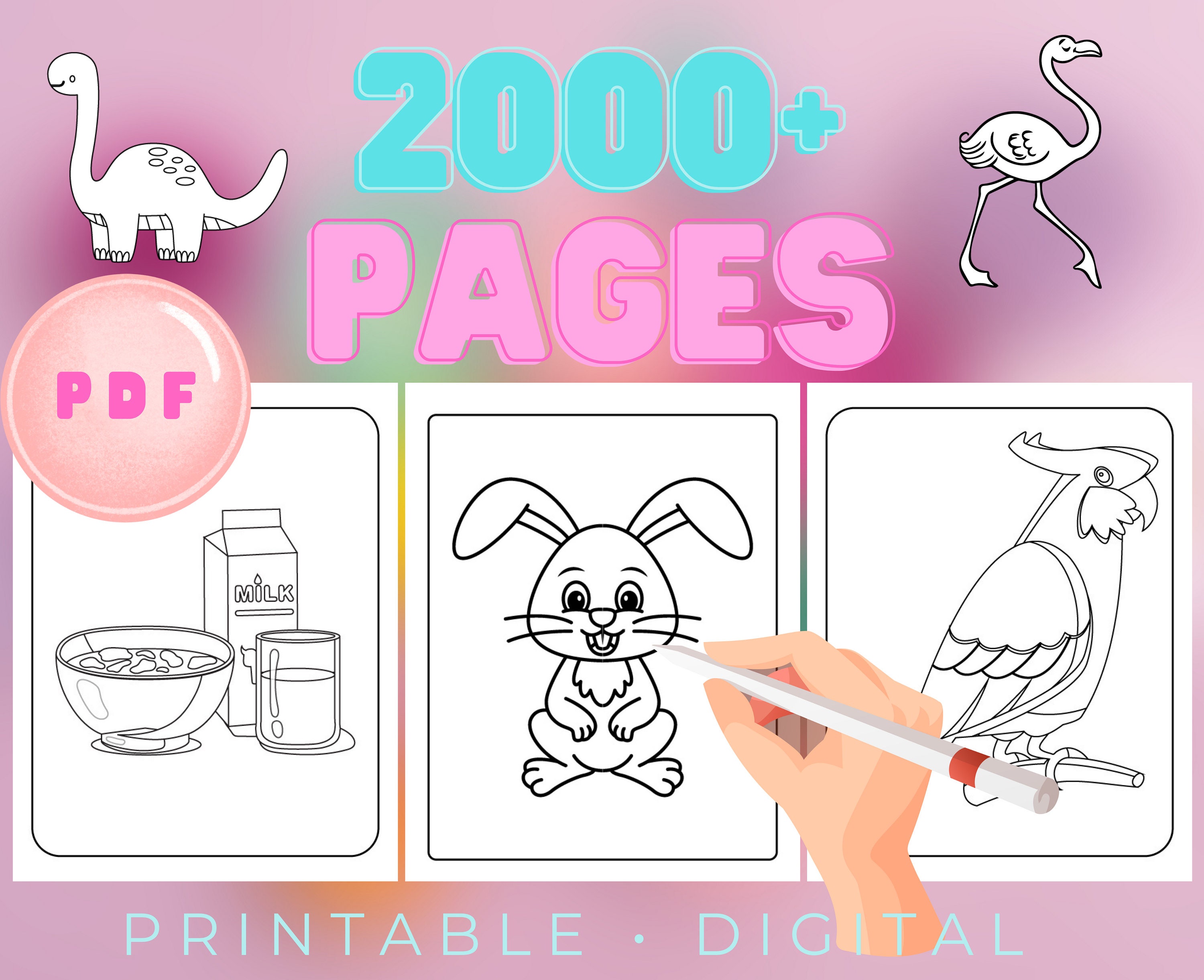 2000 Kids Colouring Pages Printable Coloring Book Pages for Kids - Etsy