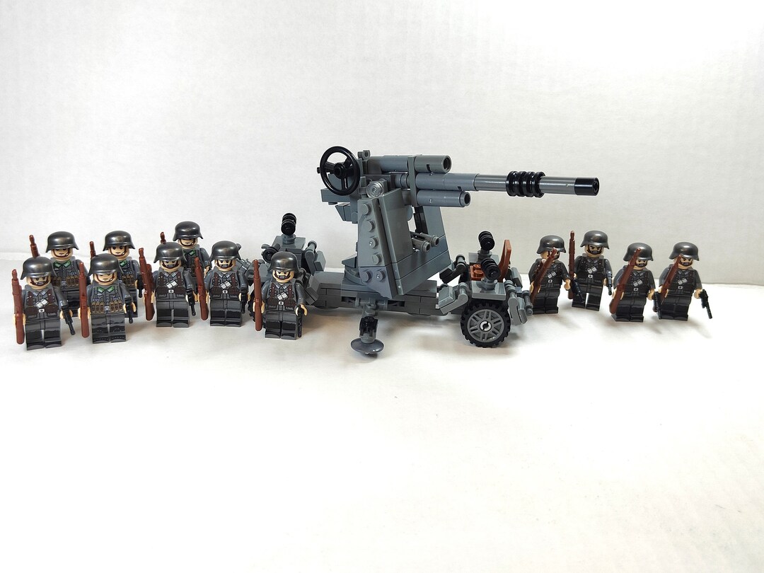 Custom MOC WW2 Themed German Army Military 12x Soldiers WW2 Artillery ...