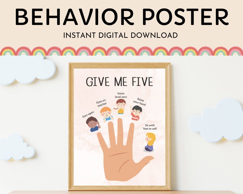 Elementary Behavior Poster, Boho Classroom Decor, Instant Digital ...