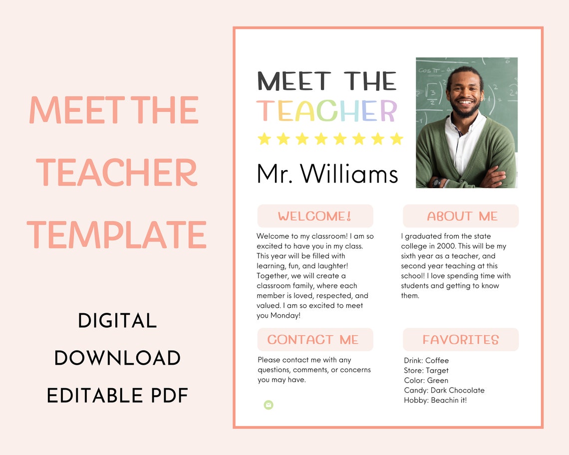 Editable Meet the Teacher Letter Template, Rainbow Theme (digital ...