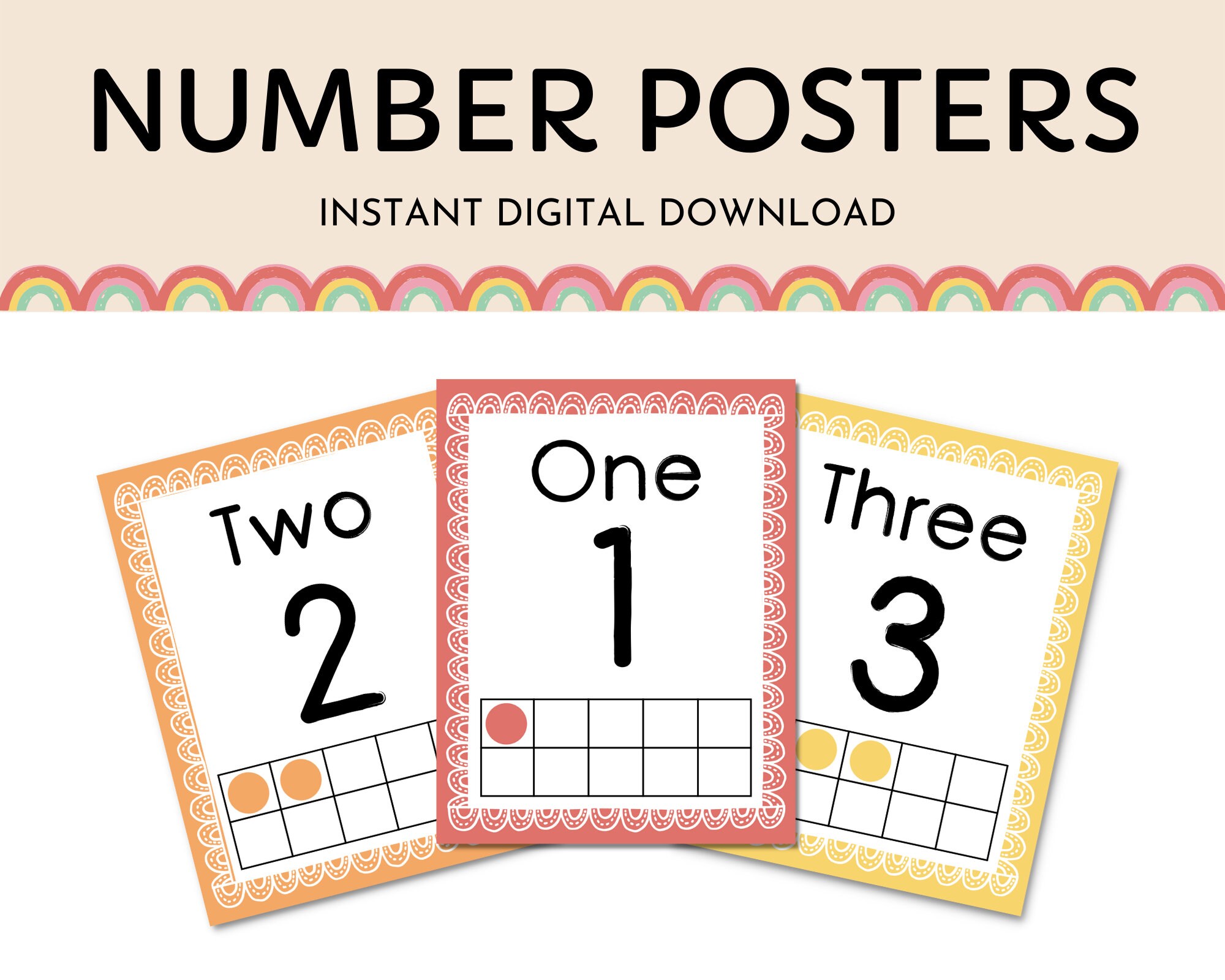 Classroom Number Posters, Tens Frame Signs, Elementary Math Posters ...