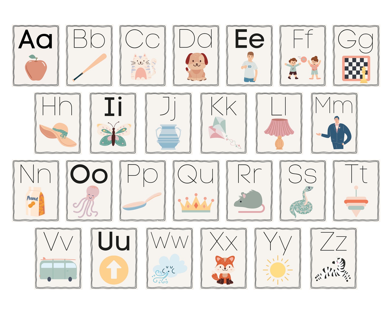 Boho Fundations Aligned Wall Alphabet, Digital Download, Instant Print ...