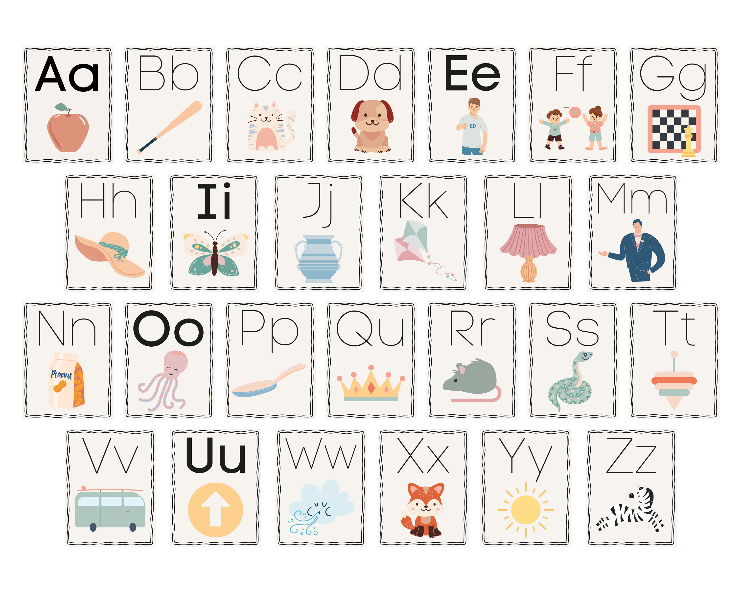 Boho Fundations Aligned Wall Alphabet, Digital Download, Instant Print ...