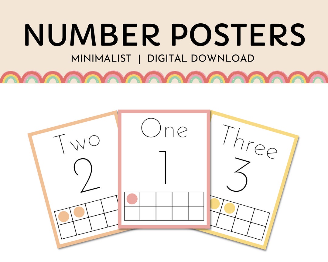Number Posters, Classroom Decor, Minimalist Classroom, Boho Teacher ...