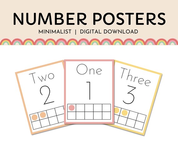 Number Posters Classroom Decor Minimalist Classroom Boho - Etsy
