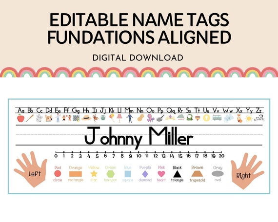 Editable Name Tags Fundations Aligned Boho Classroom - Etsy