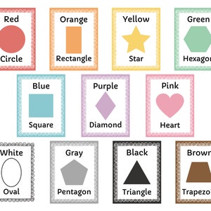 Color and Shape Classroom Posters, Simple and Aesthetic Classroom Decor ...