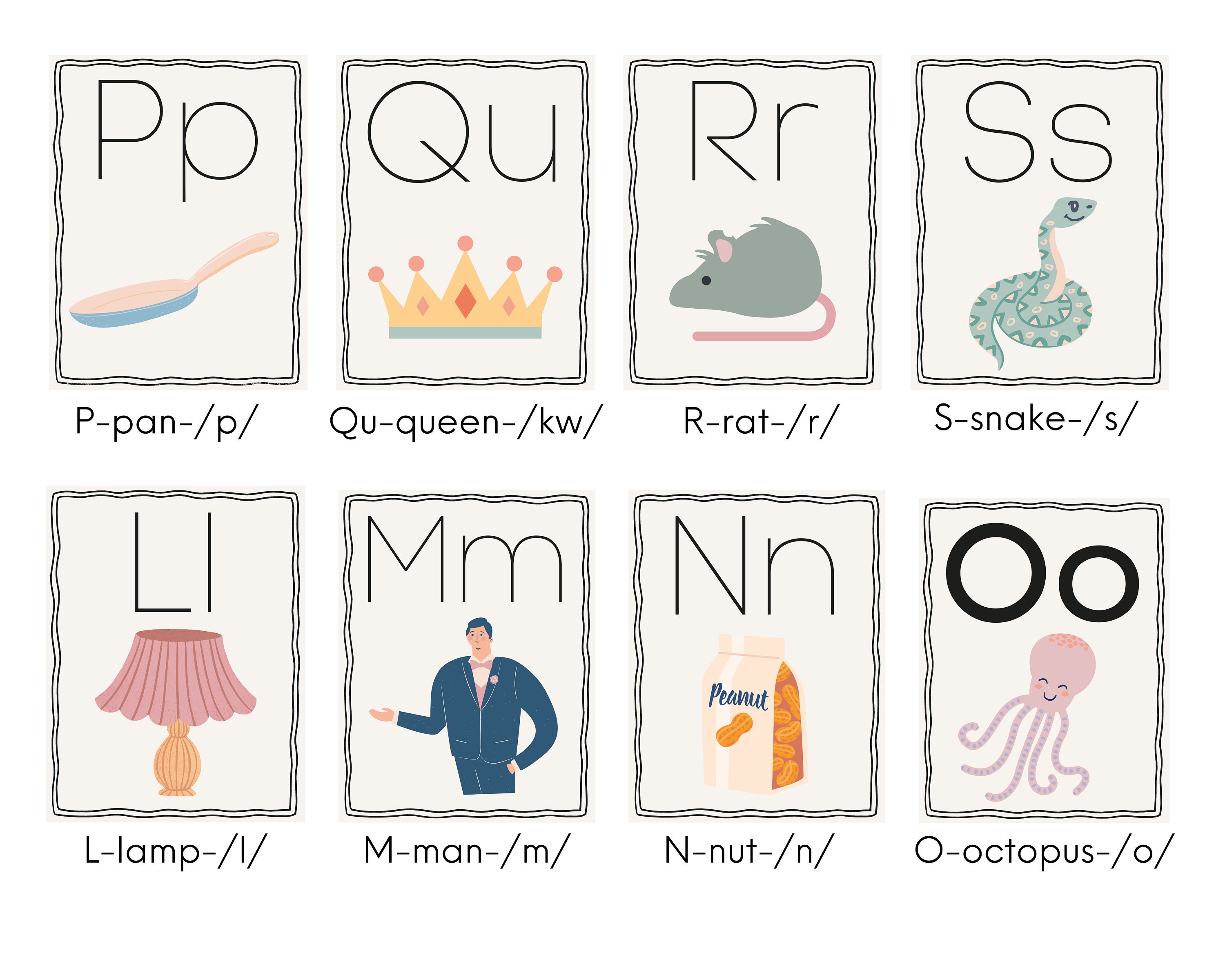 Boho Fundations Aligned Wall Alphabet, Digital Download, Instant Print ...