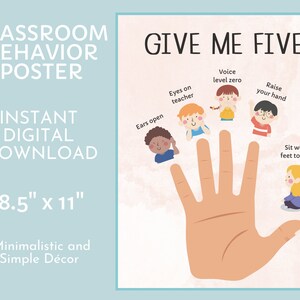 Elementary Behavior Poster, Boho Classroom Decor, Instant Digital ...