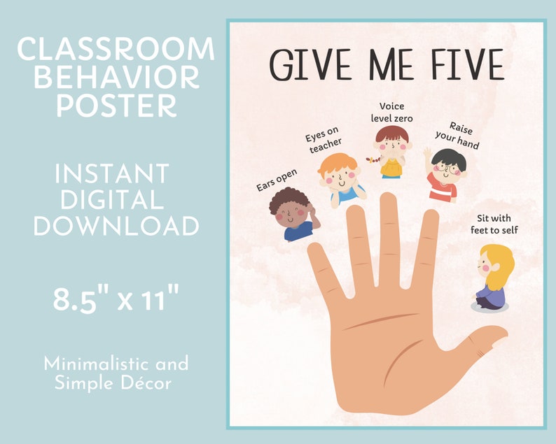Elementary Behavior Poster, Boho Classroom Decor, Instant Digital ...