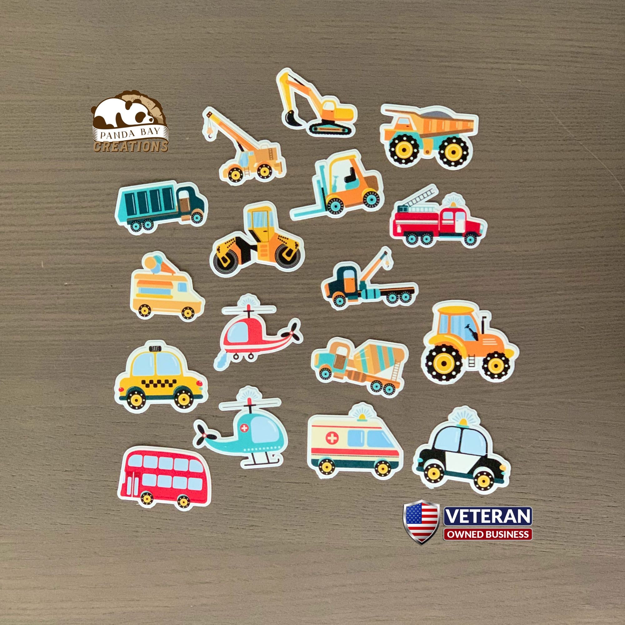 Cars and Trucks Sticker Set Construction Decals Water Bottle - Etsy