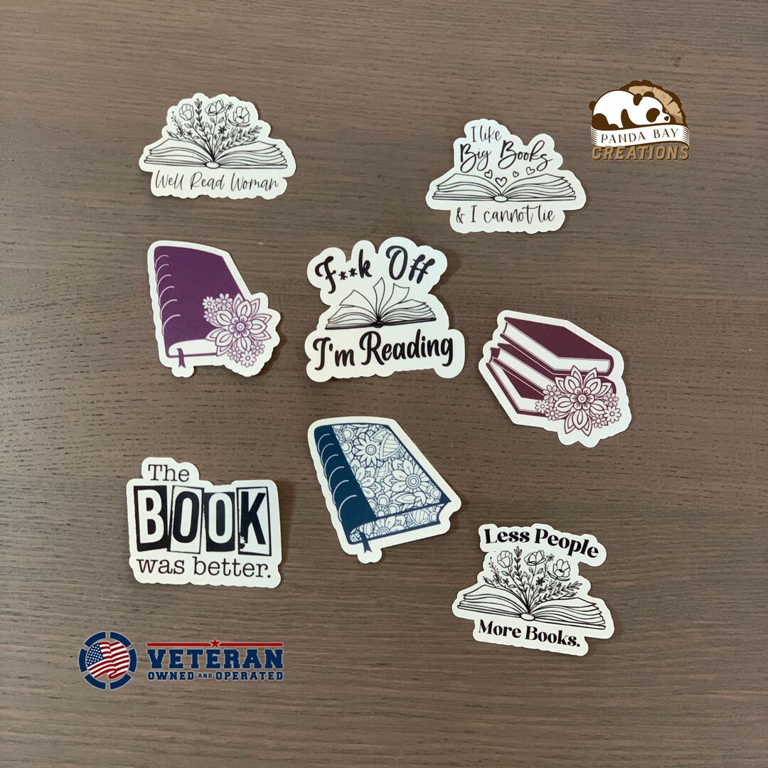 Book Sticker Set, Reading Laptop Decals, Bookish Merch, Hydroflask ...