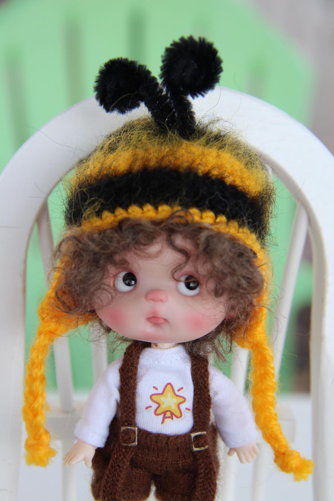 BEE HAT for Obitsu Dolls and BJD Baby Dolls With Head Size 6"~handmade ...