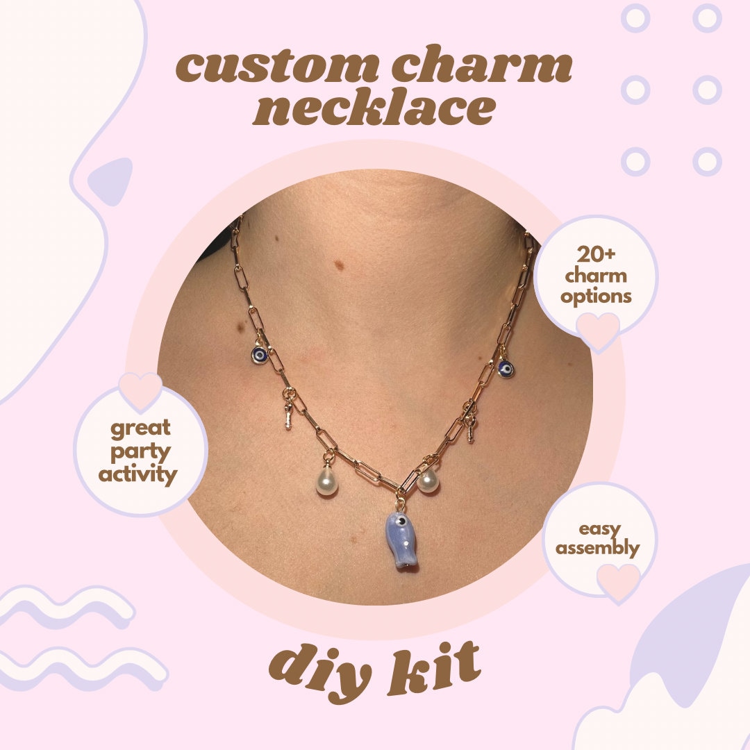 DIY Custom Charm Necklace Kit (gold) - Assemble Your Own Custom Charm ...