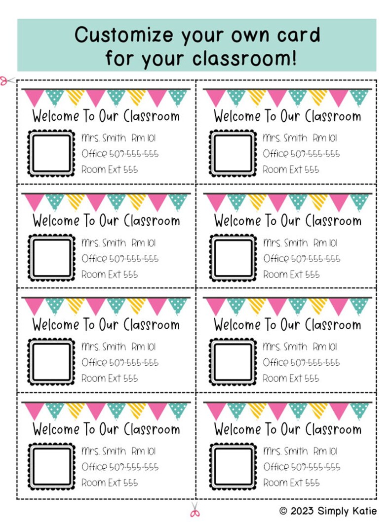 Business Cards Editable Classroom Business Cards Banner & Teacher ...