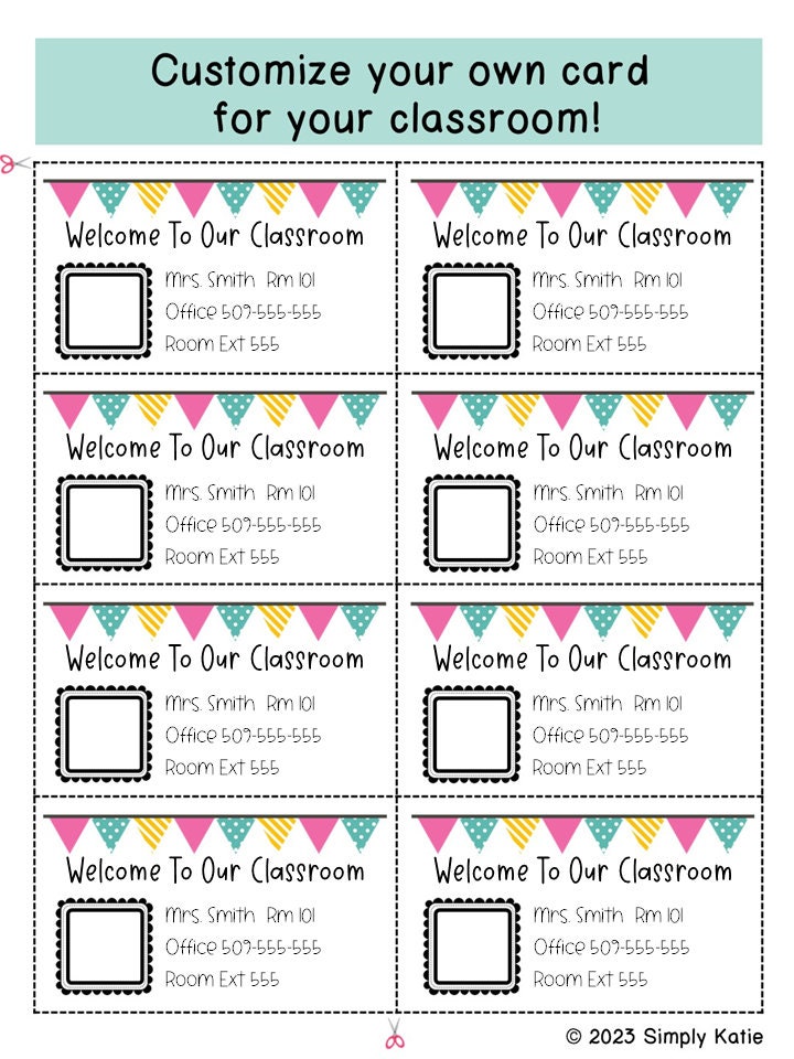 Business Cards Editable Classroom Business Cards Banner & Teacher ...