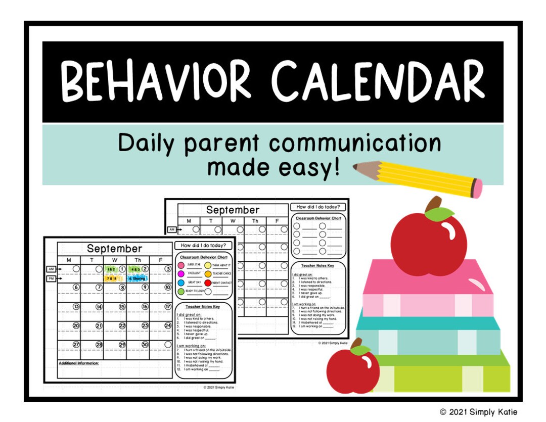 Behavior Calendar - Blank Calendar - Etsy