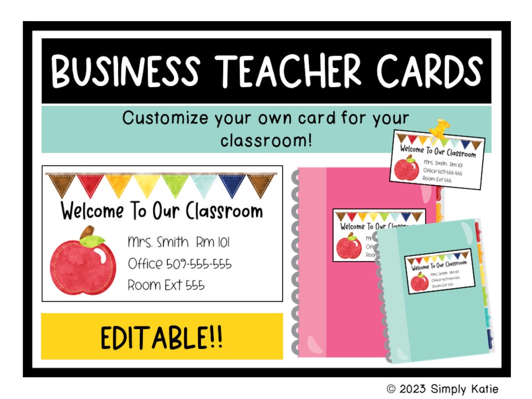 Communication Cards - Editable Business Cards - Red Apple - Etsy
