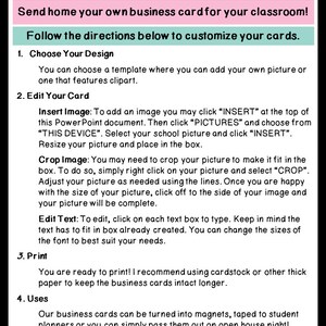 Communication Cards Editable Classroom Business Cards Blue Coffee Mug ...