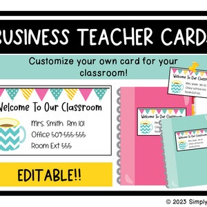 Communication Cards Editable Classroom Business Cards Blue Coffee Mug ...