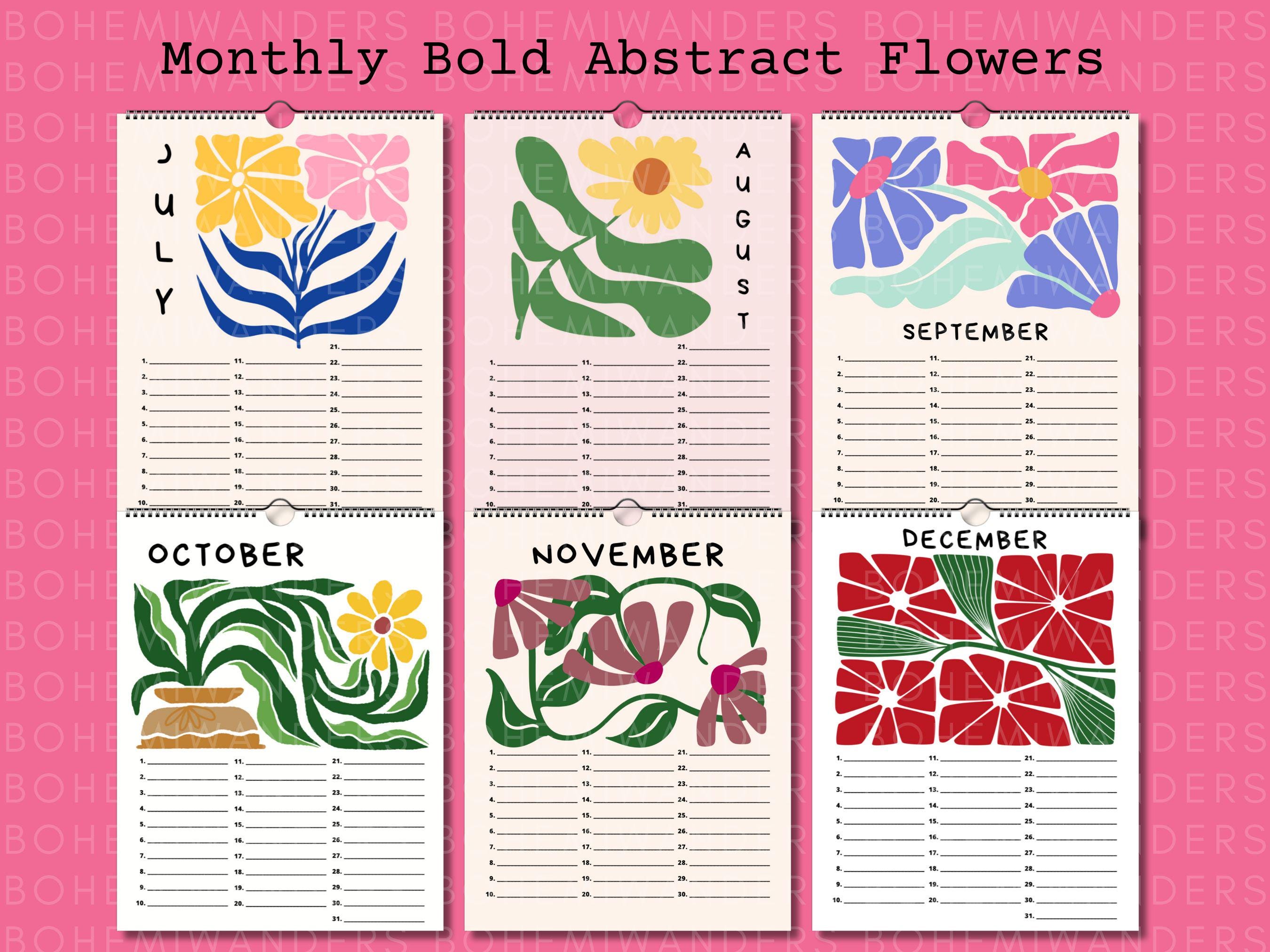 Matisse Flowers Perpetual Birthday Calendar- Reusable Abstract Floral ...