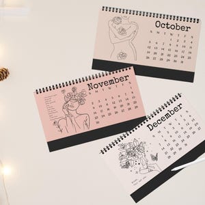 2025 Self-love Bloom Desk Calendar Empowering Floral Line Art for Women ...